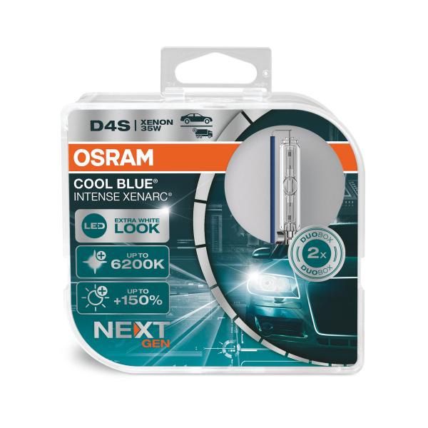 商品名: OSRAM XENARC COOL BLUE INTENSE D4S +150%以上の明るさ 最大6200K キセノンヘッドライトランプ LEDルック デュオボックス (2ランプ) OSRAM XENARC COOL BLUE I...