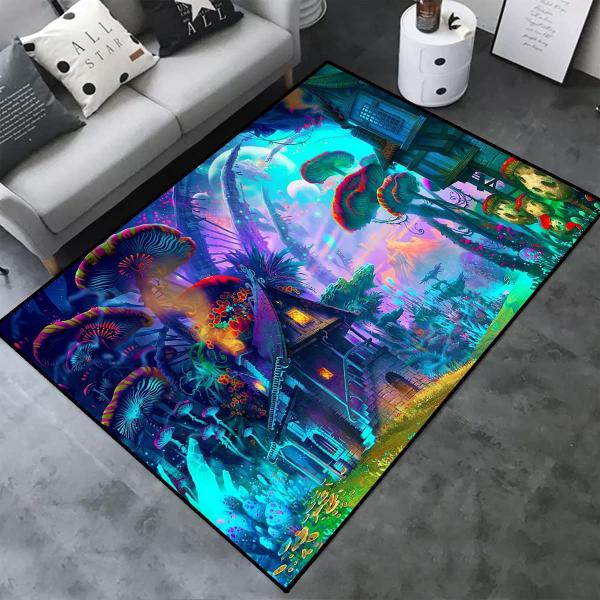 商品名:  Psychedelic Mushroom Castle Home Decor Large Area Rugs for Boys Girls Kids Baby Bedroom, Polyester Fiber Non-Slip ...