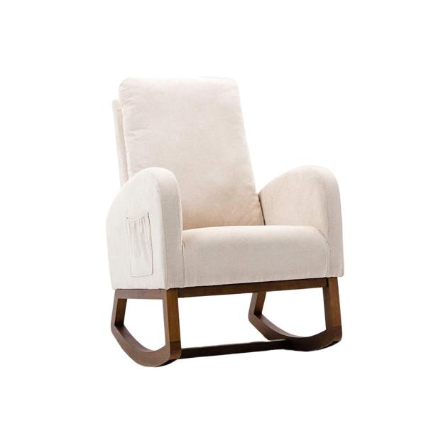 商品名:  jeerbly Nursery Rocking Chair,Upholstered Fabric Accent Armchair,Wooden Padded Seat with 2-Side Pocket,Nursing Cha...