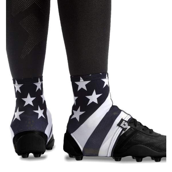 商品名: スパッツ クリート カバー (ブラック &amp; ホワイト - USA、ラージ) Gridiron Gladiator Cleat Covers - Football Spats - Football Cleat Cover -...