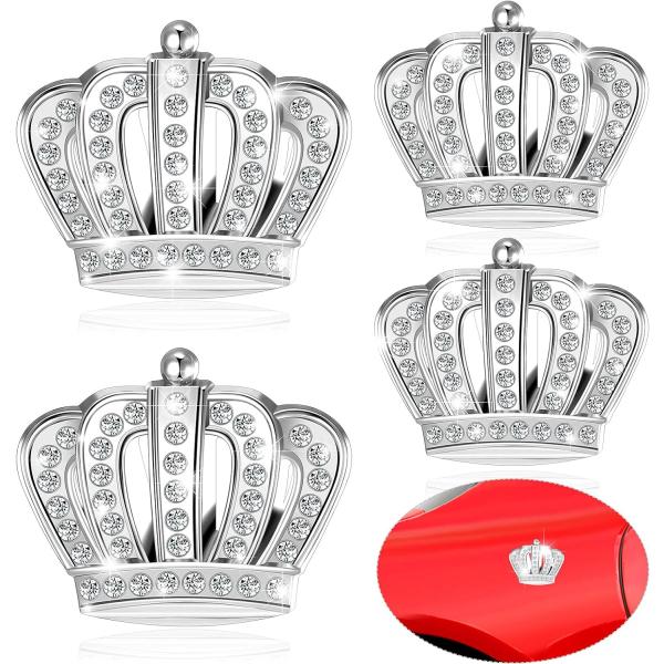 商品名4 Pieces Rhinestone Crown Car Decals 3D Crown Car Stickers Bling Car Accessories Shiny Badge Stickers Cute Automotive...