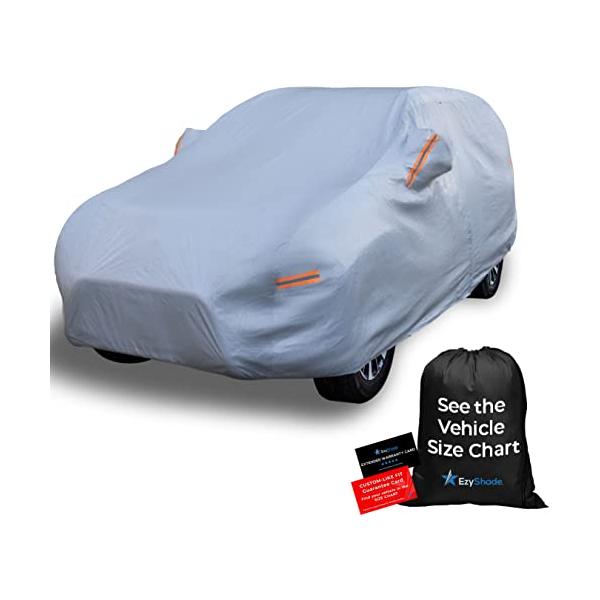 商品名: EzyShade 10層防水車カバー。車両のサイズ表を参照して正確にフィット 全天候型フルエクステリアアウトドアカバー SUV MPV ジープ用 日光 紫外線 雨 雪 防風 サイズS3 (サイズ表を参照) EzyShade 10-...