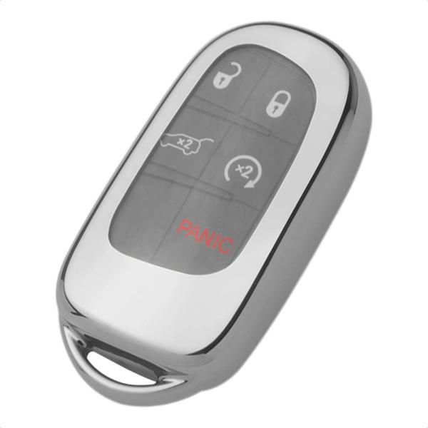 商品名: TANGSEN スマートキーフォブケース シルバー TPUカバー ジープ クライスラー 300 200 ダッジチャージャー チャレンジャー ダート デュランゴ ジャーニー グランドチェロキー レネゲード フィアット3 4 5ボタン...