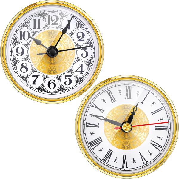 商品名:  Outus 2 Pieces Round Clock Insert Quartz Movement 2.8 Inch Gold Quartz Clock Insert with Arabic Numeral and 3-1/8 ...