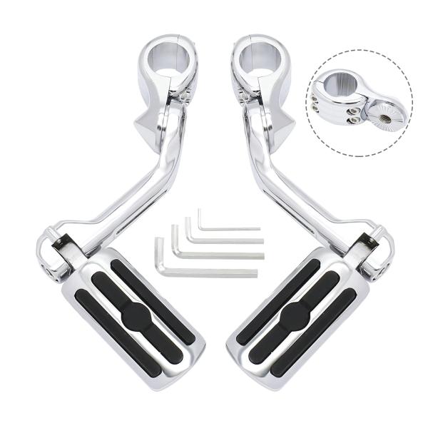 商品名: 長角 オートバイ ハイウェイ ペグ フットペグ フットレスト マウント クランプキット ハーレーモデル用 1.25インチ エンジンガード 1 1/4インチ ハイウェイバー (クロム) Long Angled Motorcycle ...