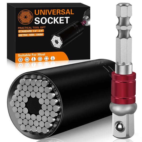商品名: KIWOEN ユニバーサルソケットツール 男性用ギフト ソケットセットグリップ (7-19mm) 多機能パワードリルアダプター クリスマスギフト クールなガジェット お父さん/父親/ボーイフレンド/夫/DIY便利屋/彼/女性に K...