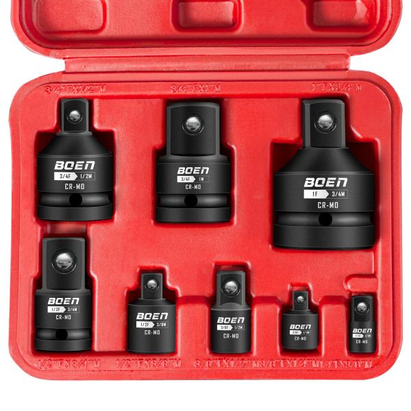 商品名: BOEN 8ピース インパクトソケットアダプターとレデューサーセット 1/4インチ 3/8インチ 1/2インチ 3/4インチ ドライブソケットアダプターセット インパクトドライバー変換用 耐久性ケース付き (アップグレード) BO...