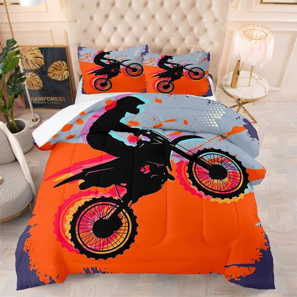商品名:  NINENINE Dirt Bike Comforter Bedding Set Twin for Boys Men,Motocross Racer Comforter,3D Watercolor Motorcycle Race...