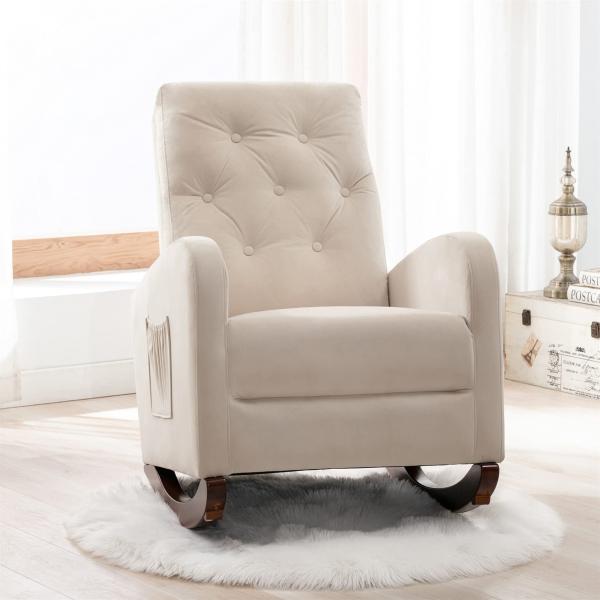 商品名:  Living Room High Back Rocking Chair Nursery Chair, Comfortable Rocker Fabric Padded Seat, Modern High Back Armchai...