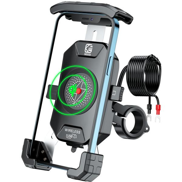 商品名: BRCOVAN オートバイ電話マウント Qi 15Wワイヤレス充電器 &amp; USB C 20W高速充電ポート ワンタッチ自動ロック&amp;クイックリリース ハンドルバー携帯電話ホルダー 防水 4~7インチの携帯電話用 BR...