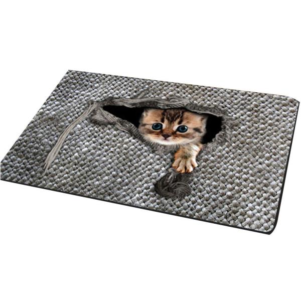商品名:  3D Optical Illusion Rug, Realistic Door Mat Area Rugs Cute Animal Cat Mouse Bird Non-Slip Water Absorption Door Ma...