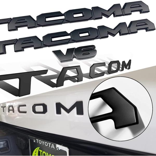 商品名ブラックアウトエンブレム オーバーレイ テールゲートレターキット Taco OEM ABS プラスチック マットブラックHappyworker Blackout Emblem Overlays Tailgate Letters KIT...