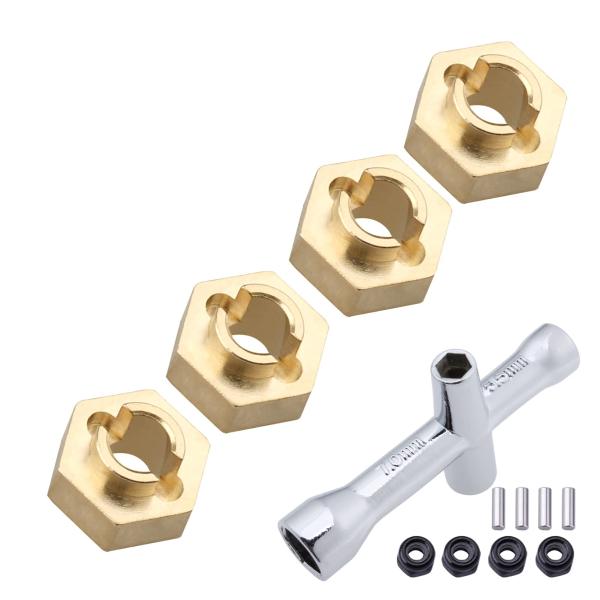 商品名: 4ピース 7mm 真鍮六角ホイールハブ ロックナット六角スリーブレンチ AXIAL SCX24 AXI90081 アップグレード1/24 RCクローラーカー用 4pcs 7mm Brass Hex Wheel Hubs with ...