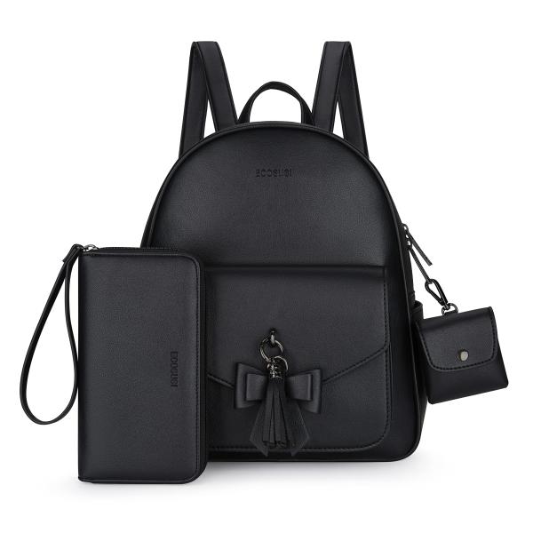 商品名: Women Backpack Purse Water Resistant PU Leather Backpack Fashion Rucksack Ladies College Daypack with Tassel,3 Pcs ...