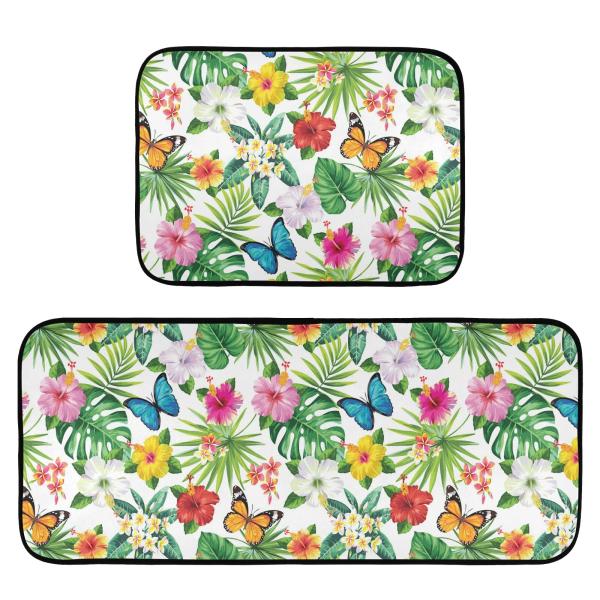 商品名:  Emelivor Flowers Leaves Butterflies Kitchen Mat Set of 2 Anti-Fatigue Kitchen Rug Set Non Slip Foam Cushioned Kitc...