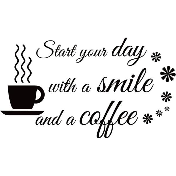 商品名Fencosyn Start Your Day with a Smile and a Coffee Home Art Wall Decal Stickers Removable D cor for Kitchen Coffee Bar...