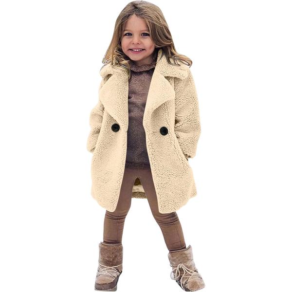 商品名Toddler Cool Jacket Kids for Girls Winter Fashion Khaki Fleece Buttons Warm Coat with Pockets beb s y ni as, chaqueta...