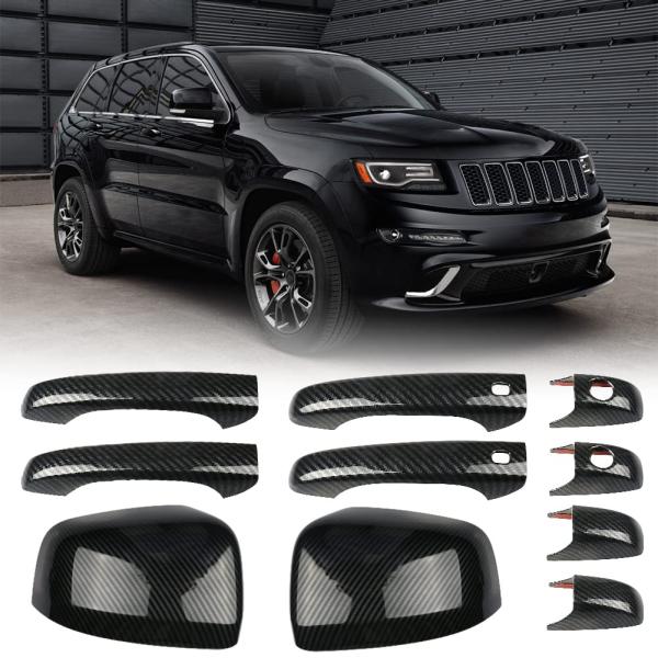 商品名:  sportuli Carbon Fiber Mirror Covers +Door Handle Covers Replacement for 2011-2021 Jeep Grand Cherokee and Dodge Du...