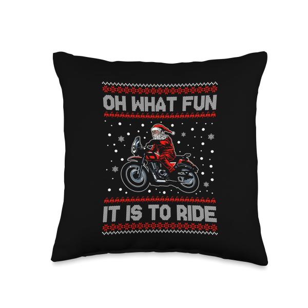 商品名:  Ugly Christmas Santa Biker Riding Motorcycle Gift Oh What Fun It is to Ride Santa Claus Rider Motorbike Fan Throw ...
