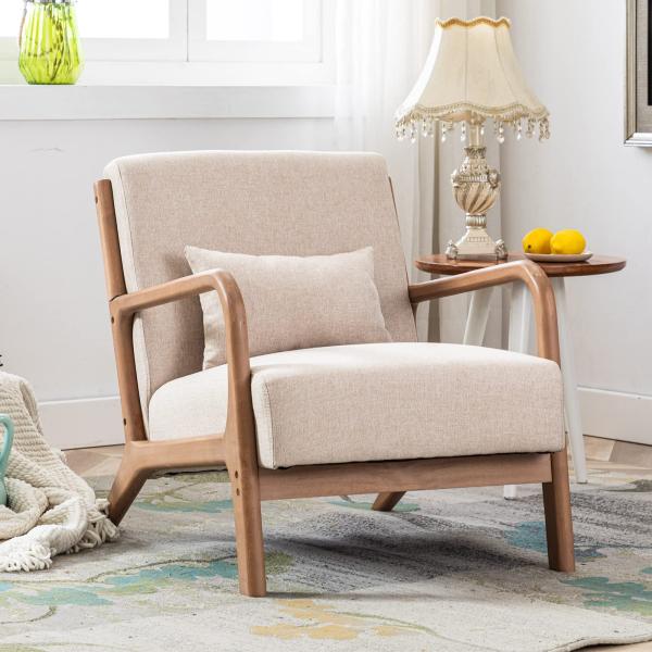 商品名:  ANJHOME Mid Century Modern Accent Chair, Single Fabric Lounge Reading Armchair with Solid Wood Frame, Easy Assembl...