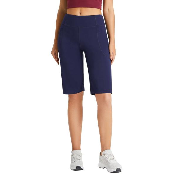 商品名:  BALEAF Women's 12" Bermuda Shorts Athletic Long Shorts Knee Length Running Workout Stretch Pockets Navy XXLブランド: B...