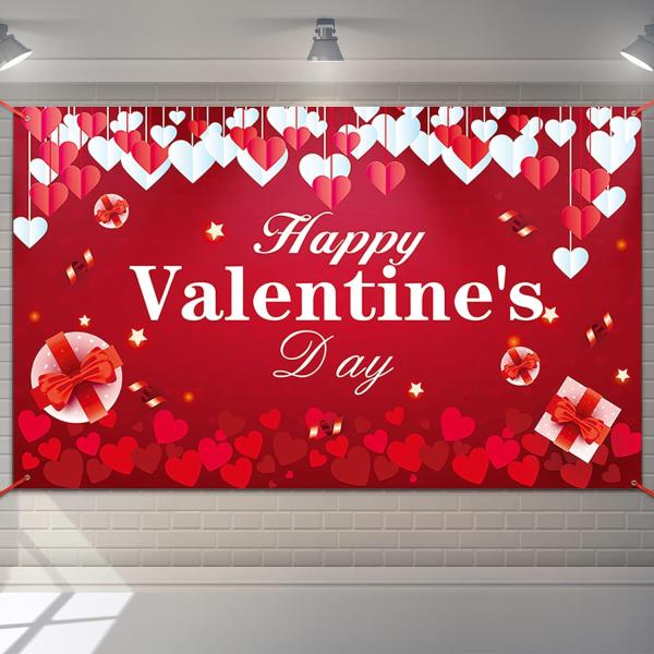 商品名Happy Valentine's Day 背景幕 ラブ ハート 写真 背景 バレンタインデー 背景幕 パーティーデコレーション バレンタインパーティー用品 装飾 6 x 4フィート (ロマンチックなスタイル)Happy Valent...
