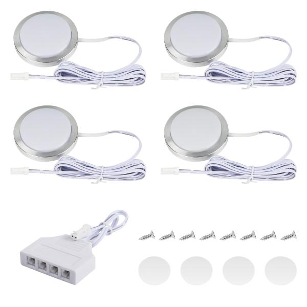 商品名:  SinLoon LED Cabinet Puck Lighting Fixture, 12V Linkable Led Puck Lights with 4-Port Splitter, Recessed or Surface ...
