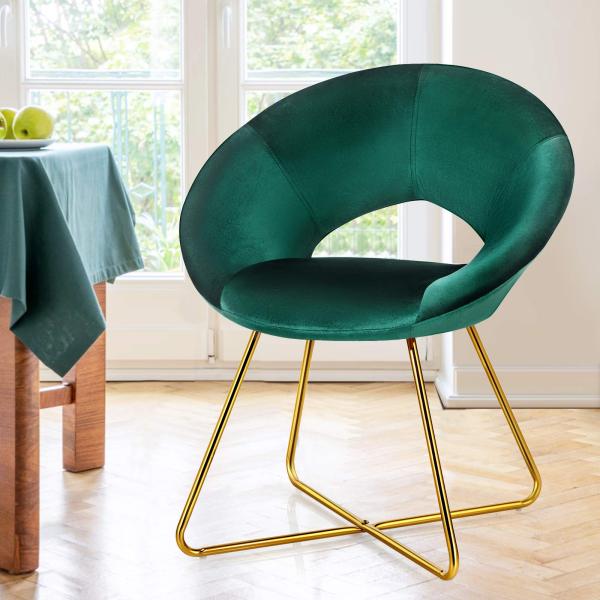 商品名:  Moccha Mid-Century Velvet Accent Chair, Upholstered Vanity Desk Chair w/Metal Legs, Decorative Mid Century Single ...