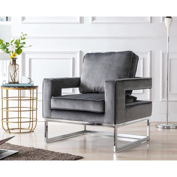 商品名:  Shunzhi Velvet Armchair Modern Barrel Chair Upholstered Accent Chair Open Back Living Room Chair with Square Base ...