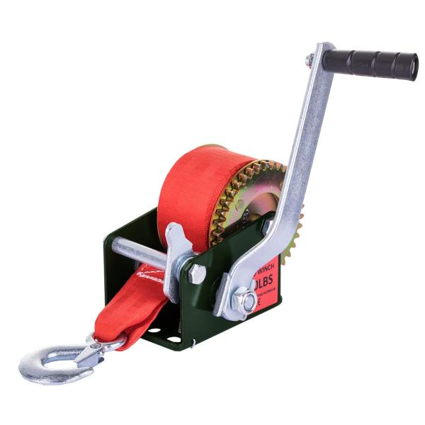 商品名: Deelink ハンドウインチ 600ポンド 手動ボートトレーラーウインチ ストラップハンドルフック付き グリーン Hand Winch 600 lbs Capacity Portable Towing Hand Crank wi...