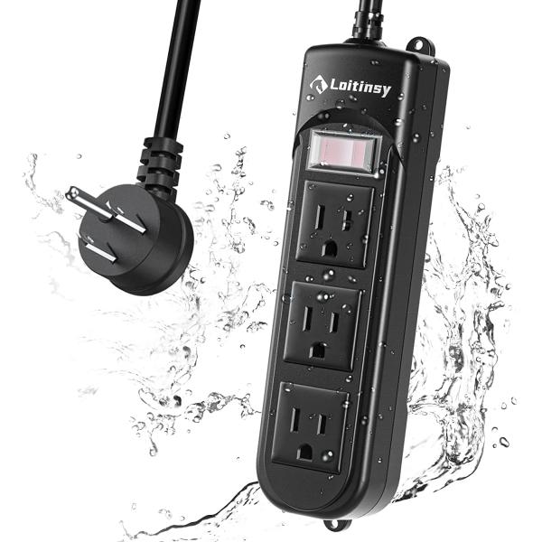 商品名:  Loitinsy Outdoor Power Strip Weatherproof, Waterproof Flat Plug with 3 Outlets, 6.5 FT Extension Cord, Overload Pr...