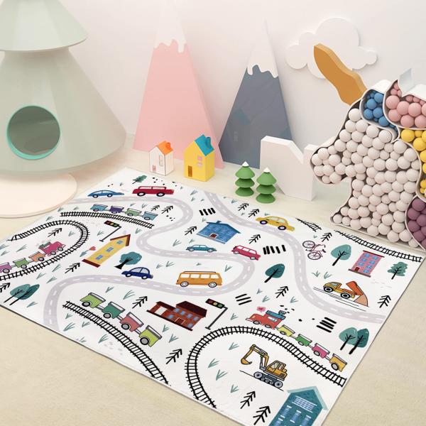 商品名:  Lacomfy Kids Carpet Play Mat Cute Car Rug for Boys Girls Town Rug for Playing Road Map Educational Area Rug for Ki...
