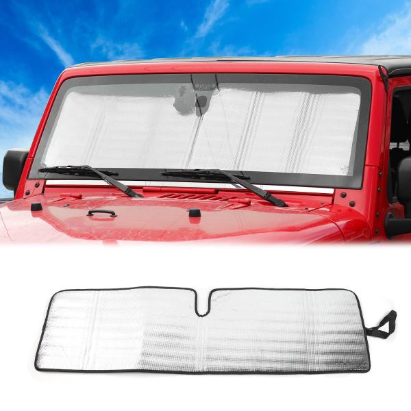 商品名: JWWY Windshield Sunshade Window Sun Shade Heat Shield Sun Visor UV Rays and Foldable Sun Shield Blocks for Jeep Wra...