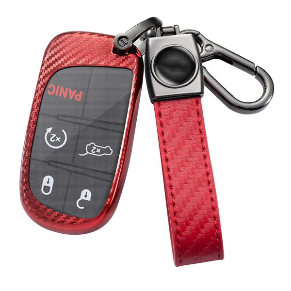 商品名: MAXMILO ソフトTPUカーボンファイバースーツ ジープ グランドチェロキー ラングラー コンパス チェロキー レネゲード パトリオット グランドコマンダー キーフォブカバー キーケース (レッド) MAXMILO Soft ...