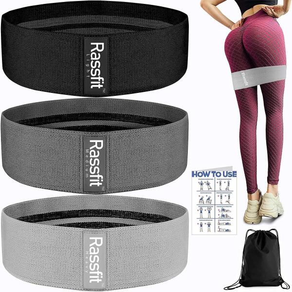 商品名:  Fabric Resistance Bands for Working Out - Women Booty Bands for Glute, Thigh &amp; Leg Exercises - Set of 3 Workou...