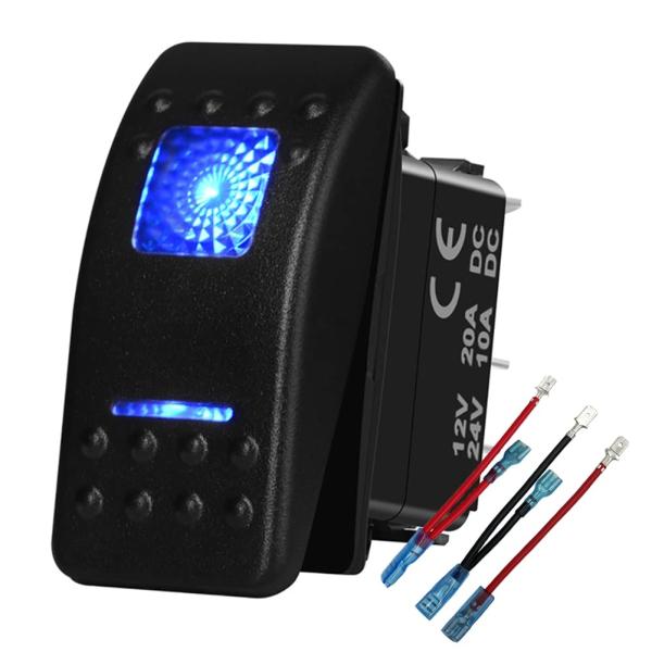 商品名Waterproof 12V UTV Rocker Switch with Jumper Wires Blue Led 5P ON-Off SPST RZR Toggle Switch for Car Marine Boat Van ...