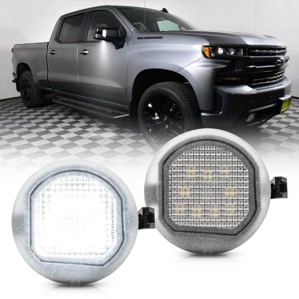 商品名: LEDサイドアンダーミラー水たまりライト 2019-2021 シボレー シルバラード GMC シエラ 1500 2500HD 3500HD 2015-2020 GMC ユーコン タホ サバーバン ブライトホワイト LED パドル ...