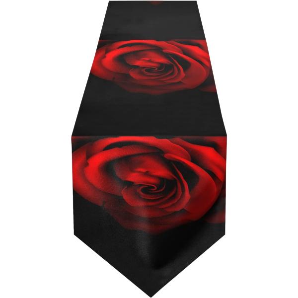 商品名ALAZA Double-Sided Red Rose Flower on Black Table Runner 18x72 Inches Long,Table Cloth Runner for Wedding Birthday Pa...