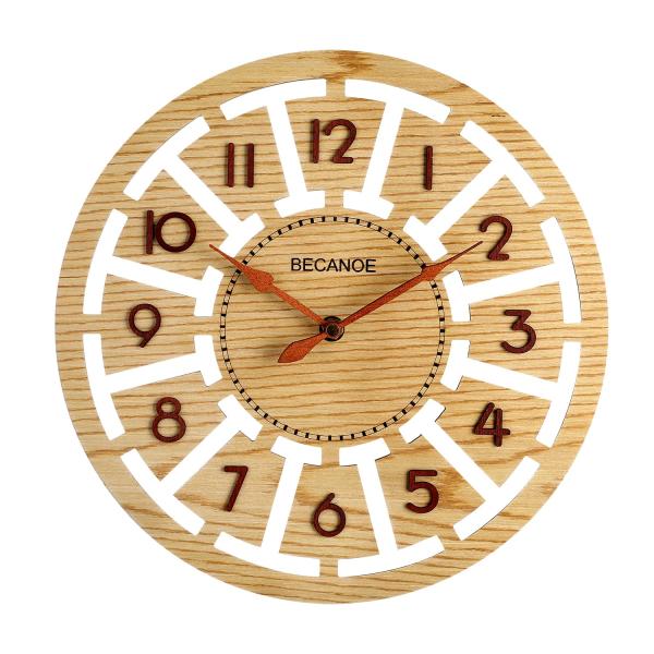 商品名: BECANOE 木製壁時計 12インチ 静音 ノティック ラージ 3D ステレオナンバー ホーム/キッチン/オフィス/スクールクロック 読みやすい BECANOE Wooden Wall Clocks 12 Inch Silent...
