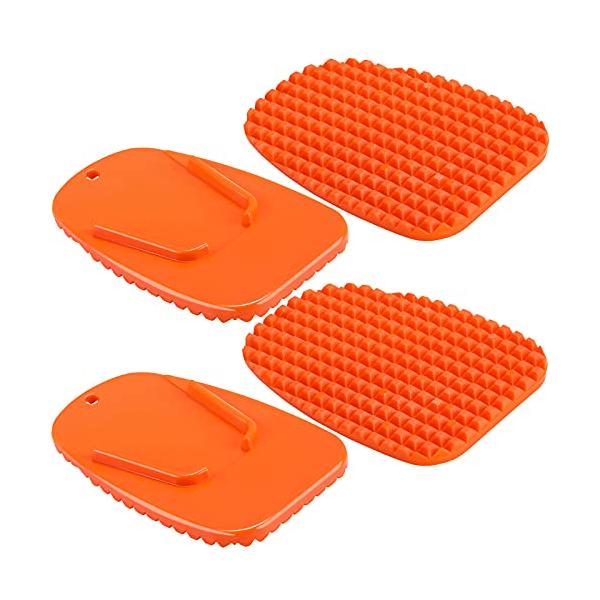 商品名: オートバイ用キックスタンド オレンジ色 オートバイ用フットサポートプレート モーターバイクサポートスタンド モーター 滑り止めプレート 駐車アクセサリー 雪 滑りやすい 道路 ホットロード 草 砂用 4 Pieces Orange...