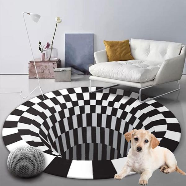商品名:  FDGDFG 3D Vortex Illusion Rug, 2022 New Black White Plaid Round Rugs 3D Visual Optical Floor Mat, Abstract Geometr...
