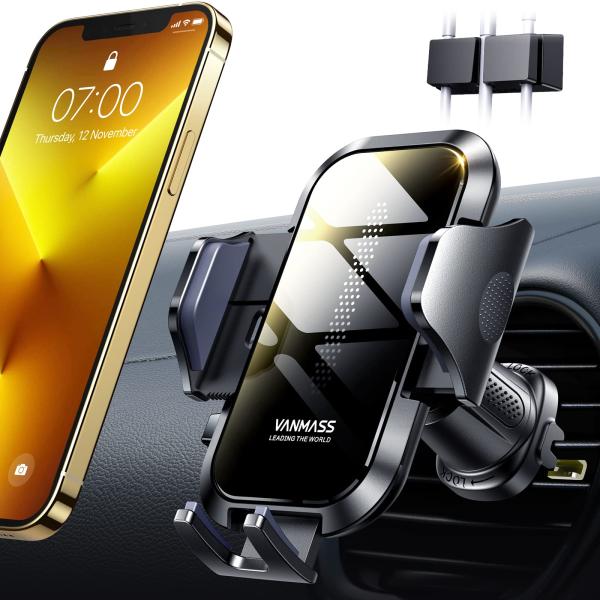 商品名: VANMASS カーベント 電話ホルダー マウント VANMASS 7.0 Upgraded Car Phone Holder Mount [Never-Drop Steel Hook] &amp; [A Cable Clip],...