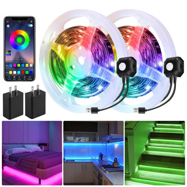 商品名:  Motion Activated Under Bed Light Strips, 2x9.8ft RGB Motion Sensor LED Light Strip with App Control, USB 5V Dimmab...