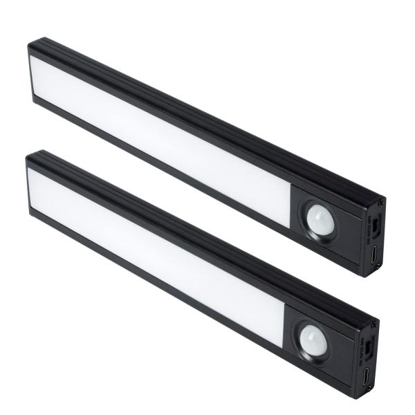 商品名: YAER モーションセンサー キャビネットライト ワイヤレス USB充電センサー 小型ナイトライト ウォームホワイト ワードローブライト クローゼット キャビネット 階段 6000K (ブラック2個) (15.7インチ) YAER...