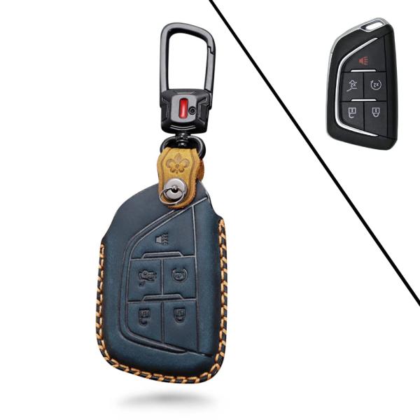 商品名:  ontto 5-Button Leather Key Fob Cover Fit for Cadillac 2020 2021 Keyless Entry Smart Remote Key Protector Blueブランド:...