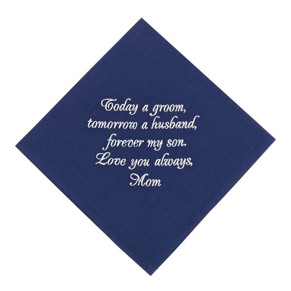 商品名:  Gifts for Groom from Mom on Wedding Day Embroidered Cotton Navy Blue Grooms Handkerchief To My Son Giftブランド: Gener...
