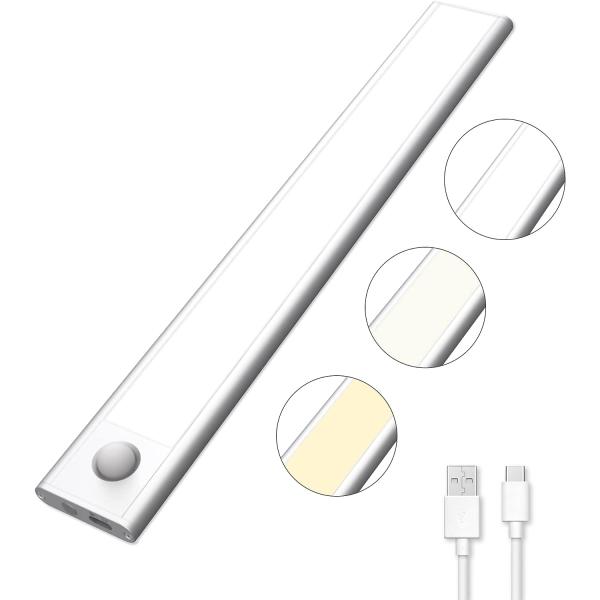 商品名Comfordayワイヤレスモーションセンサーライト、16インチ124 LED USB充電式、色温度調整可能なキャビネットライトの下、キッチン用LEDライト、ワードローブ、キャビネット、本棚Comforday Wireless Mot...