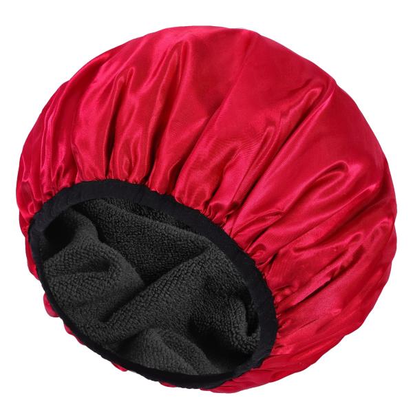 商品名: シャワーキャップ 3層テリー裏地 シャワーキャップ 再利用可能 防水シャワーキャップ 女性用 マイクロファイバー テリークロス 裏地 サテンヘアキャップ ドライヘア機能付き 特大バスキャップ すべての髪の長さに対応 (レッド) S...