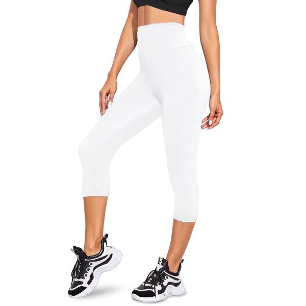 商品名:  we fleece Women’s Soft Capri Leggings for Women-High Waisted Tummy Control Non See Through Workout Running Black L...