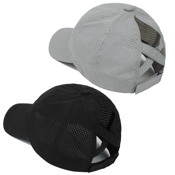 商品名:  Muryobao 2 Packs Womens Criss Cross Ponytail Baseball Cap Adjustable High Messy Bun Ponycap Quick Drying Mesh Dad ...